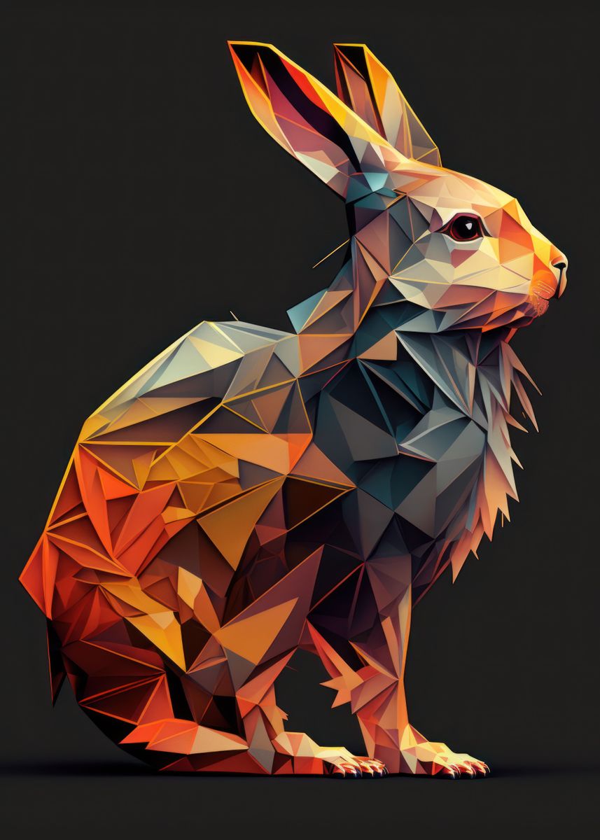 'Abstract Geometric Rabbit' Poster, picture, metal print, paint by ...