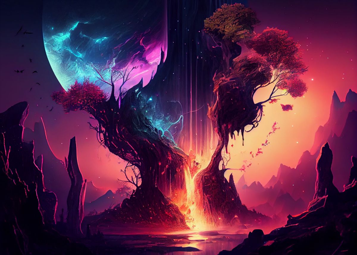'Magical waterfall' Poster by Below Horizon | Displate