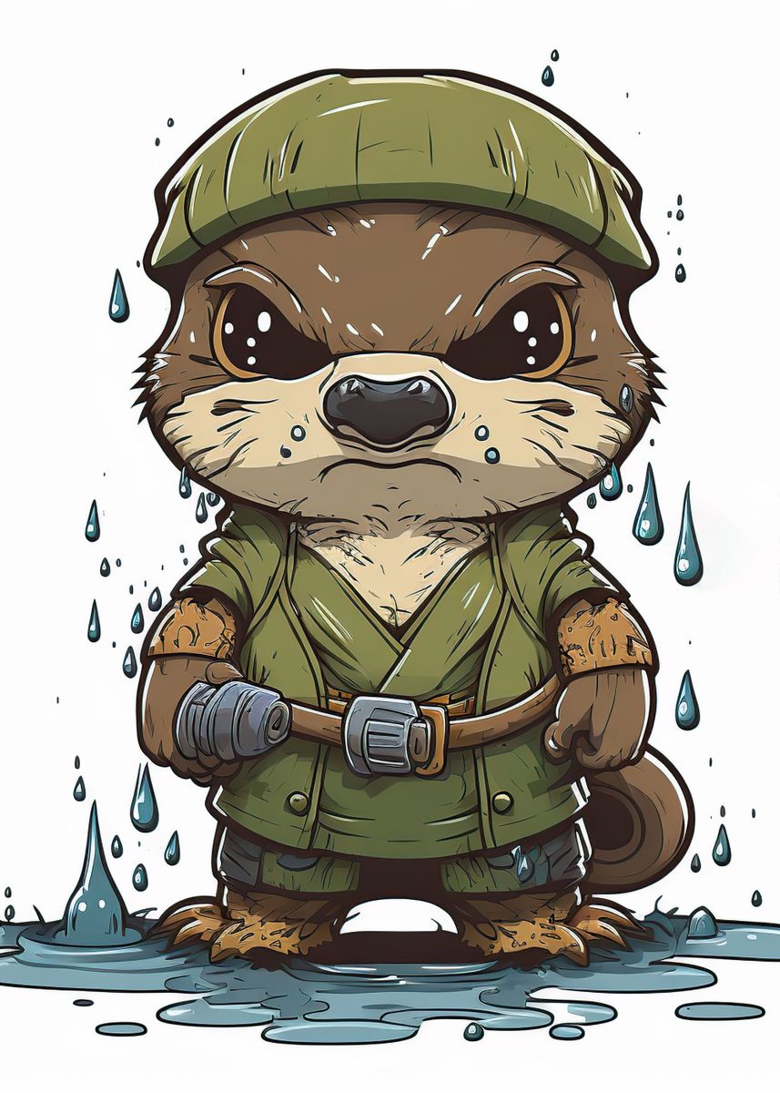 'Otter Warrior Chibi' Poster, picture, metal print, paint by Elly ...