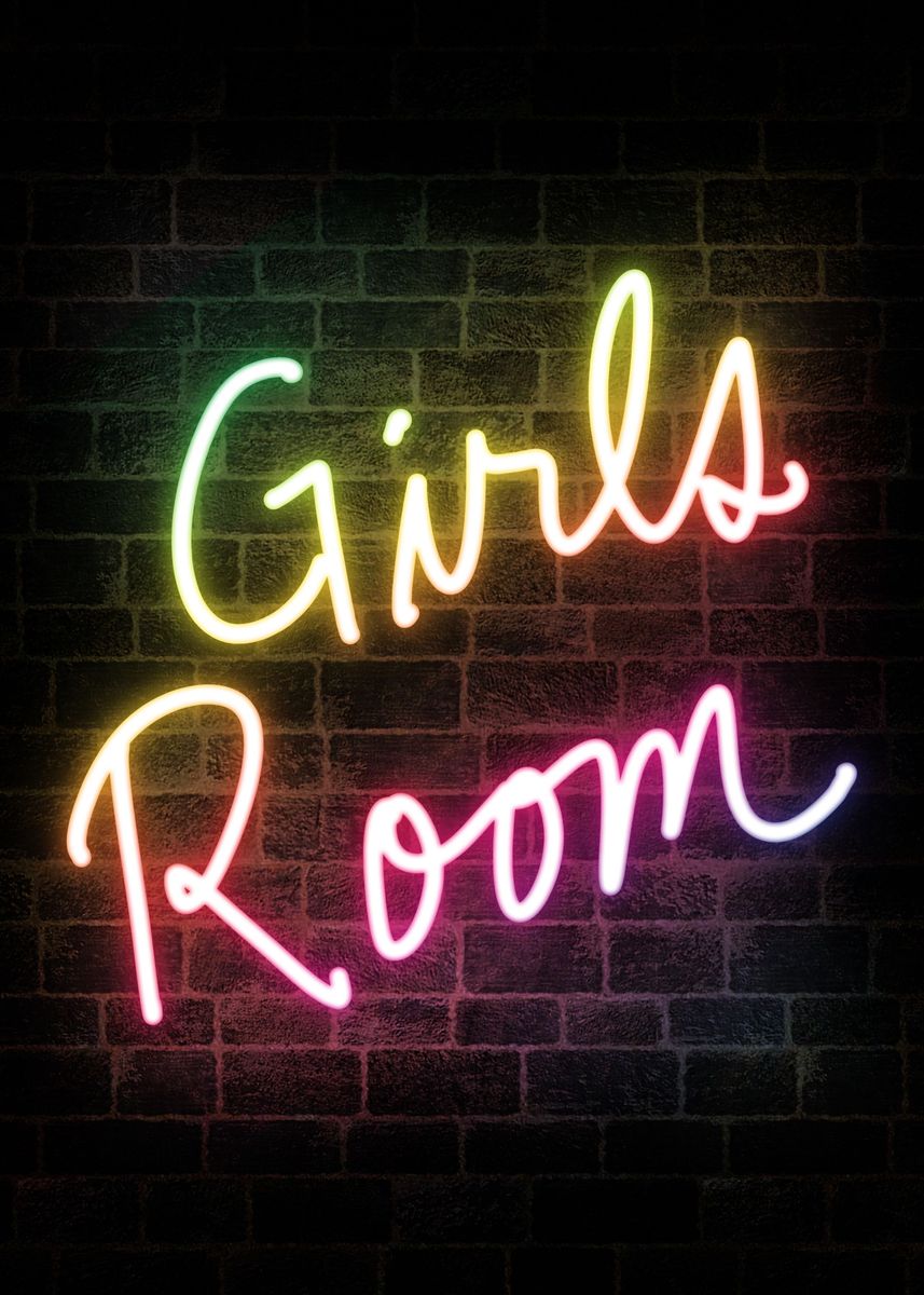 'Girls Room Neon Sign' Poster, picture, metal print, paint by Jamestar ...