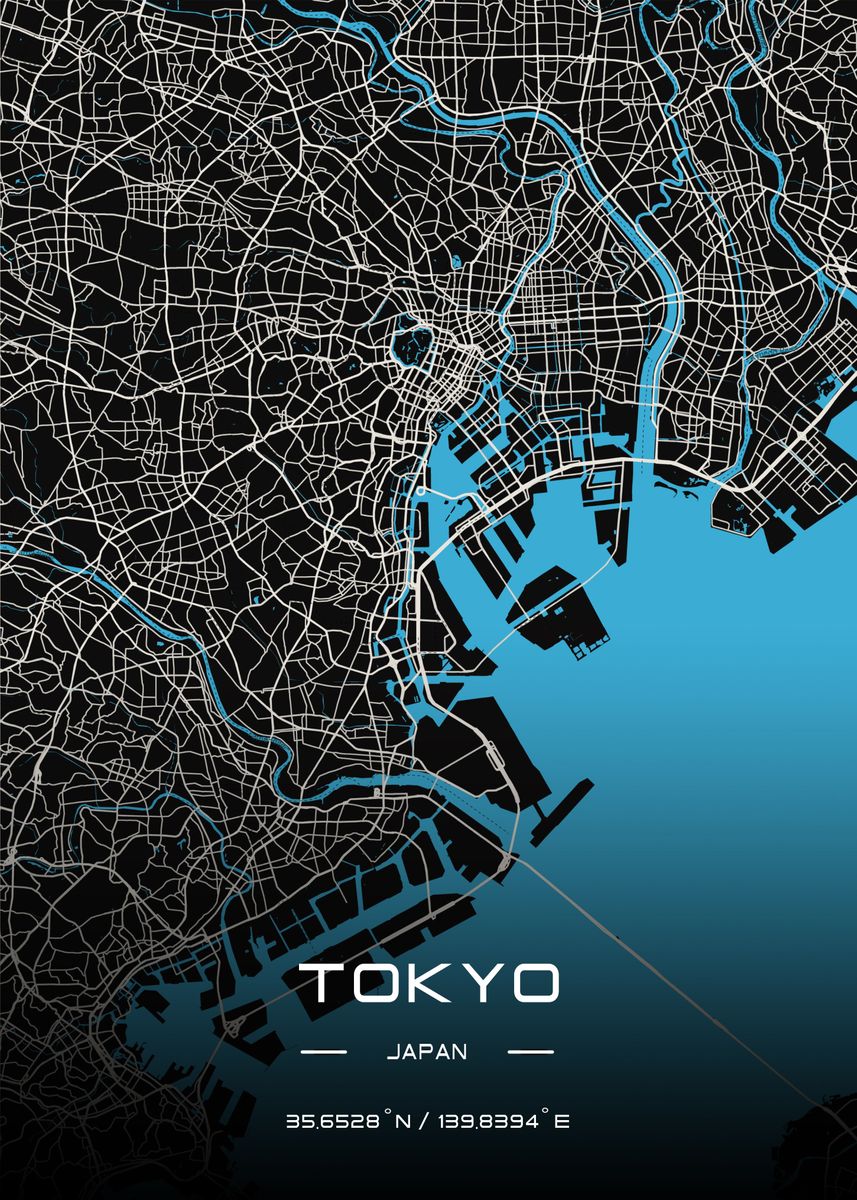 'Tokyo Street map' Poster, picture, metal print, paint by Christian ...