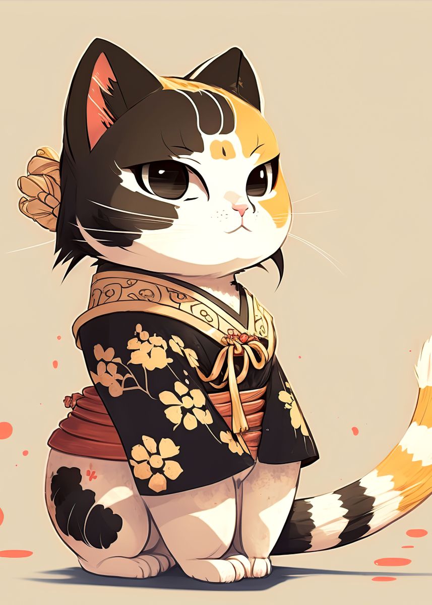 'Cat japanese ' Poster, picture, metal print, paint by Rida Santos ...