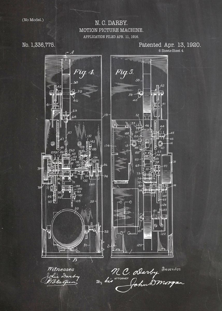 'motion picture machine' Poster, picture, metal print, paint by ...