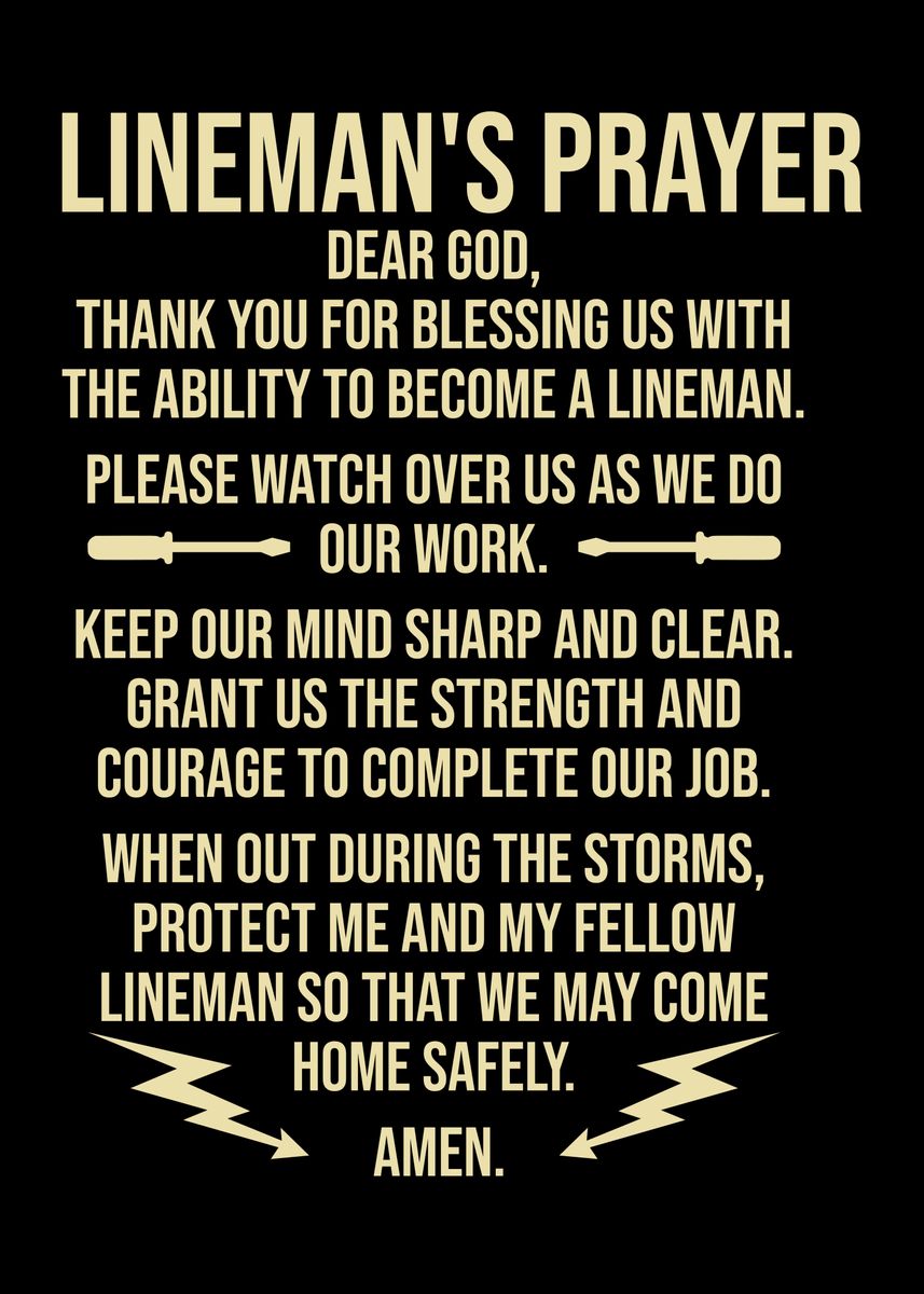 'Linemans Prayer Linemen' Poster, picture, metal print, paint by ...