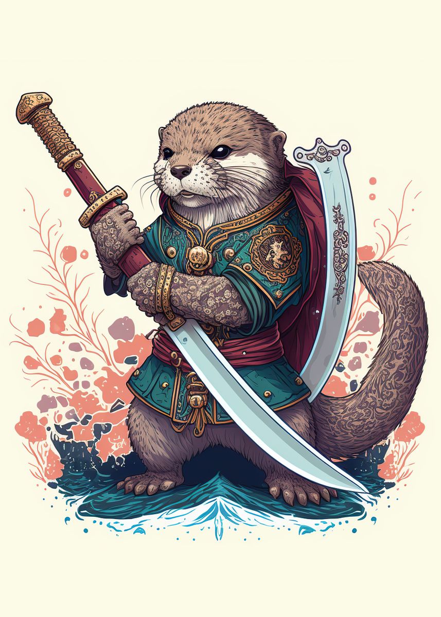 'Otter Warrior Chibi' Poster by Elly Rodgers | Displate