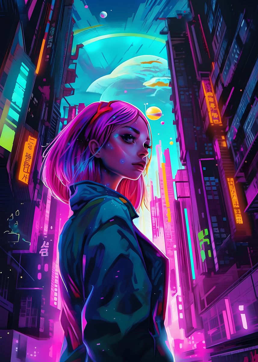'Cyberpunk Steampunk Neon' Poster by Jay | Displate
