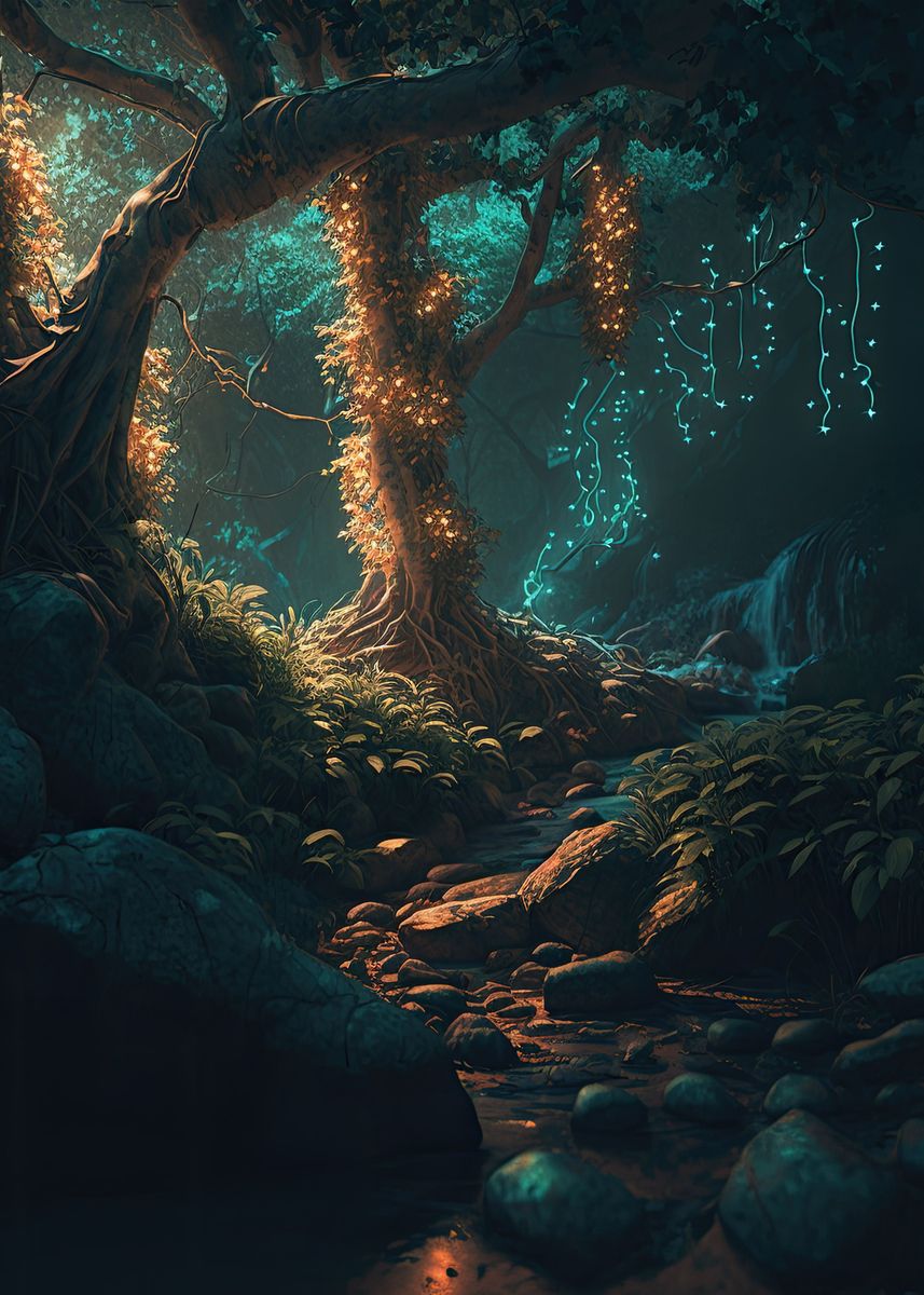 'Glimmering Glade' Poster, picture, metal print, paint by Iamsentient ...