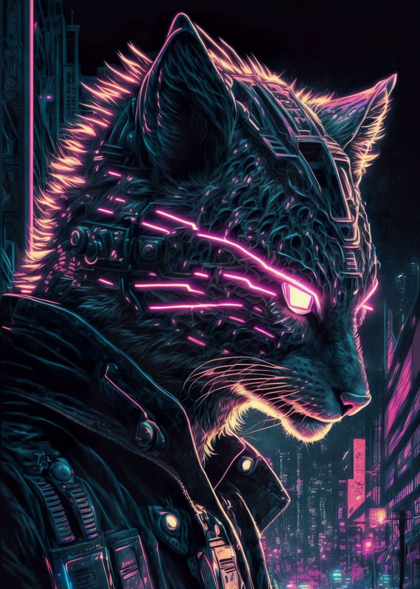 'Lion Human Cyberpunk' Poster, picture, metal print, paint by HUMANIMAL ...