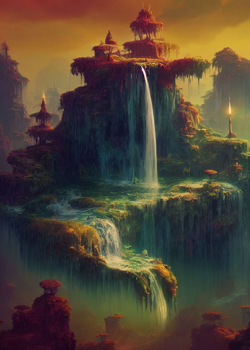 'Futuristic Waterfall' Poster, picture, metal print, paint by Creative ...