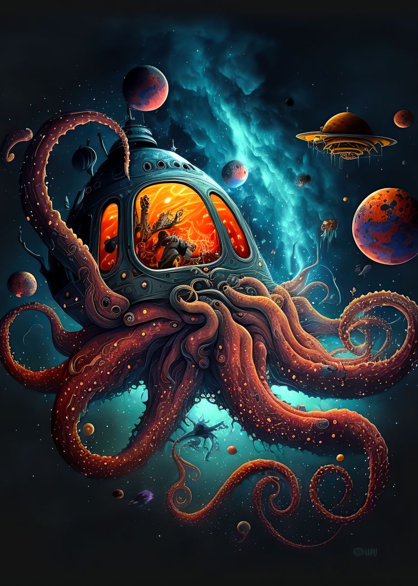 'Space Squids ' Poster by lauren akaety | Displate