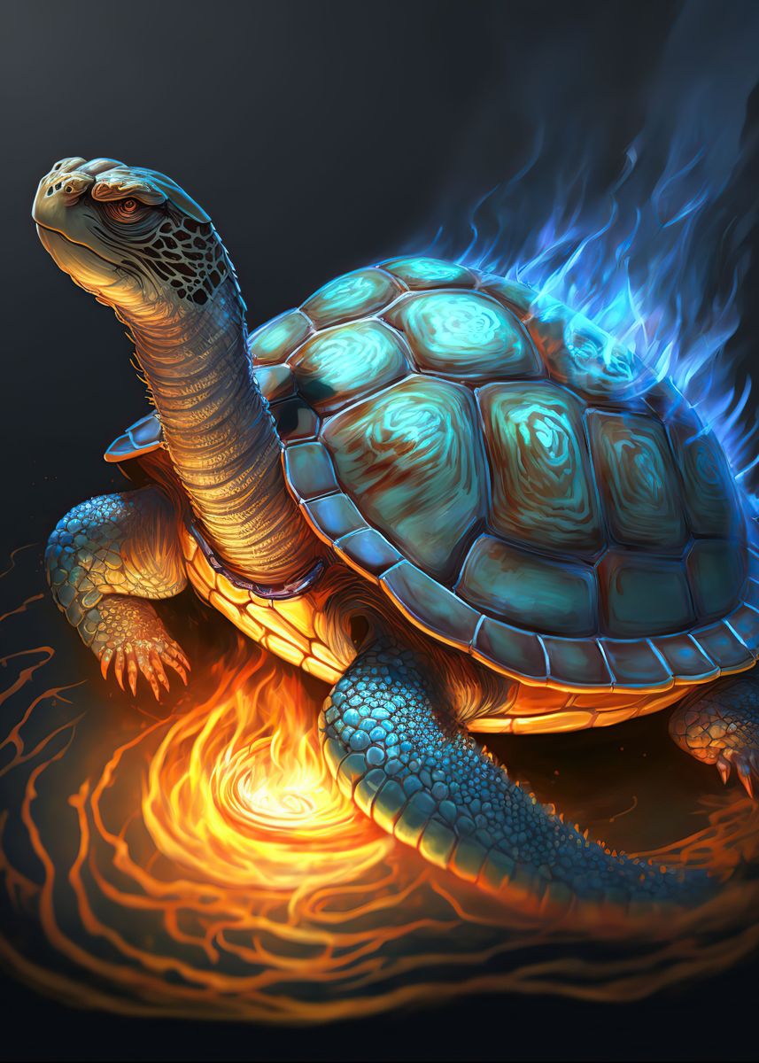 'Turtle fire' Poster, picture, metal print, paint by lauren akaety ...