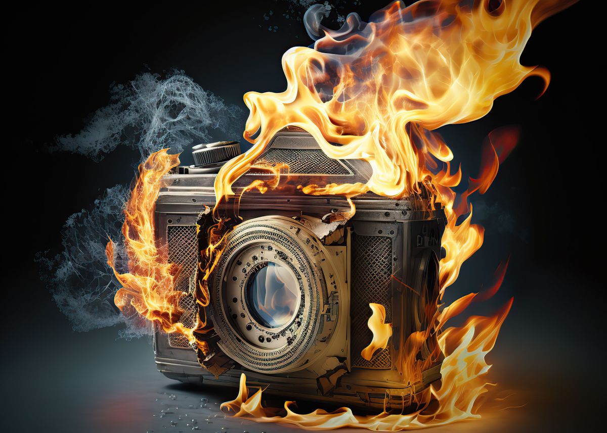 'Camera fire' Poster by Raheel Hollis | Displate