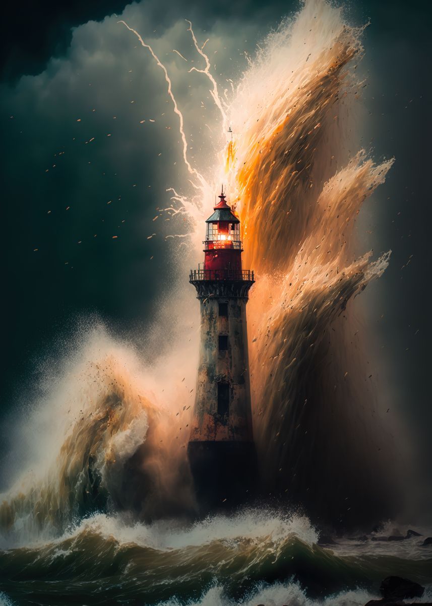 'Lighthouse ' Poster, picture, metal print, paint by Eudora | Displate