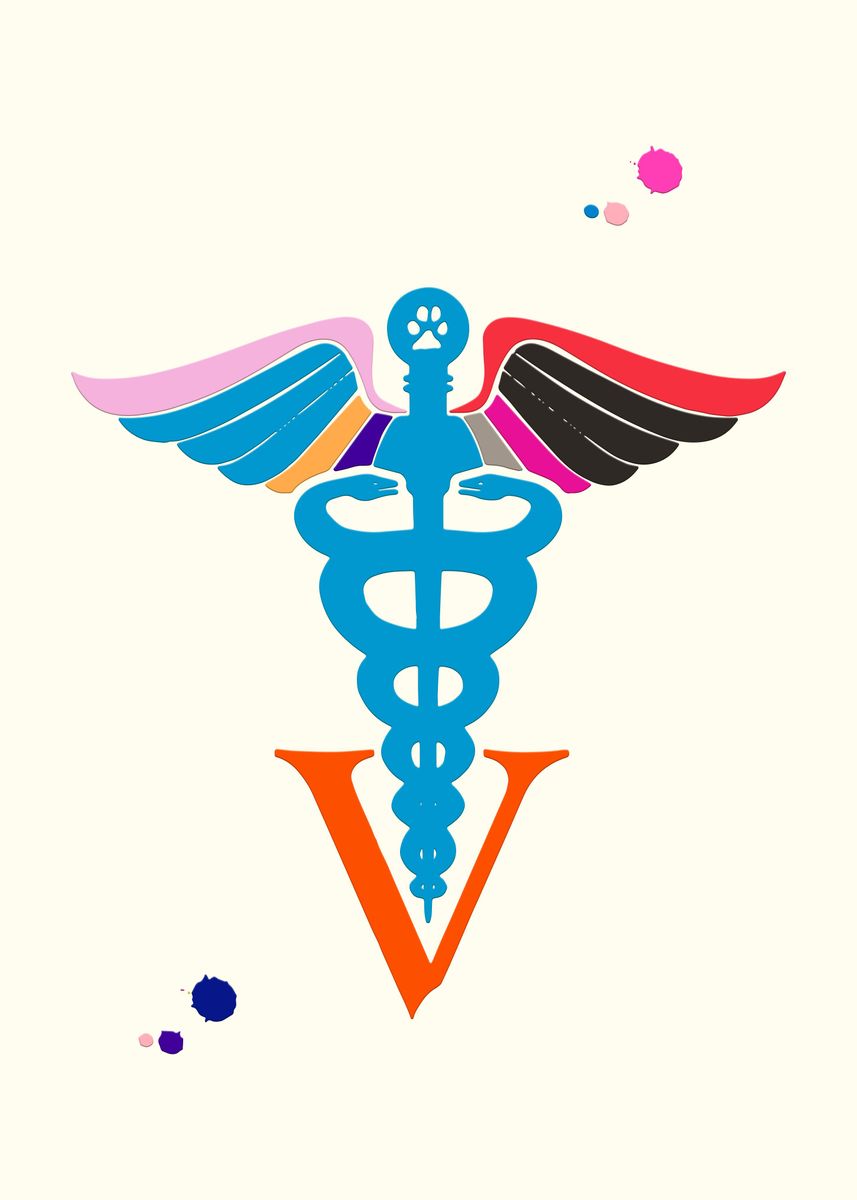 'Veterinary Caduceus' Poster, picture, metal print, paint by Dutton Jerrell | Displate