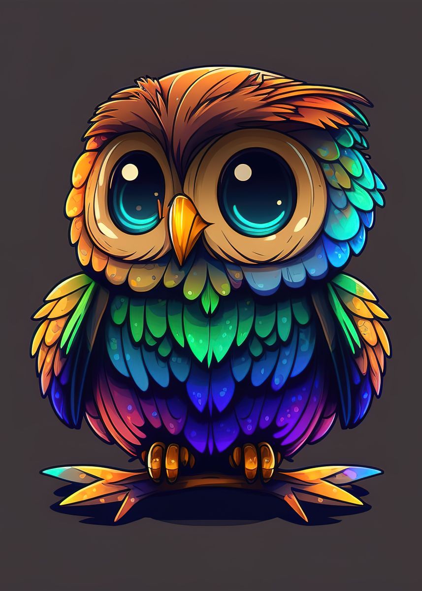 'chibi owl ' Poster, picture, metal print, paint by Philippa Quintero ...