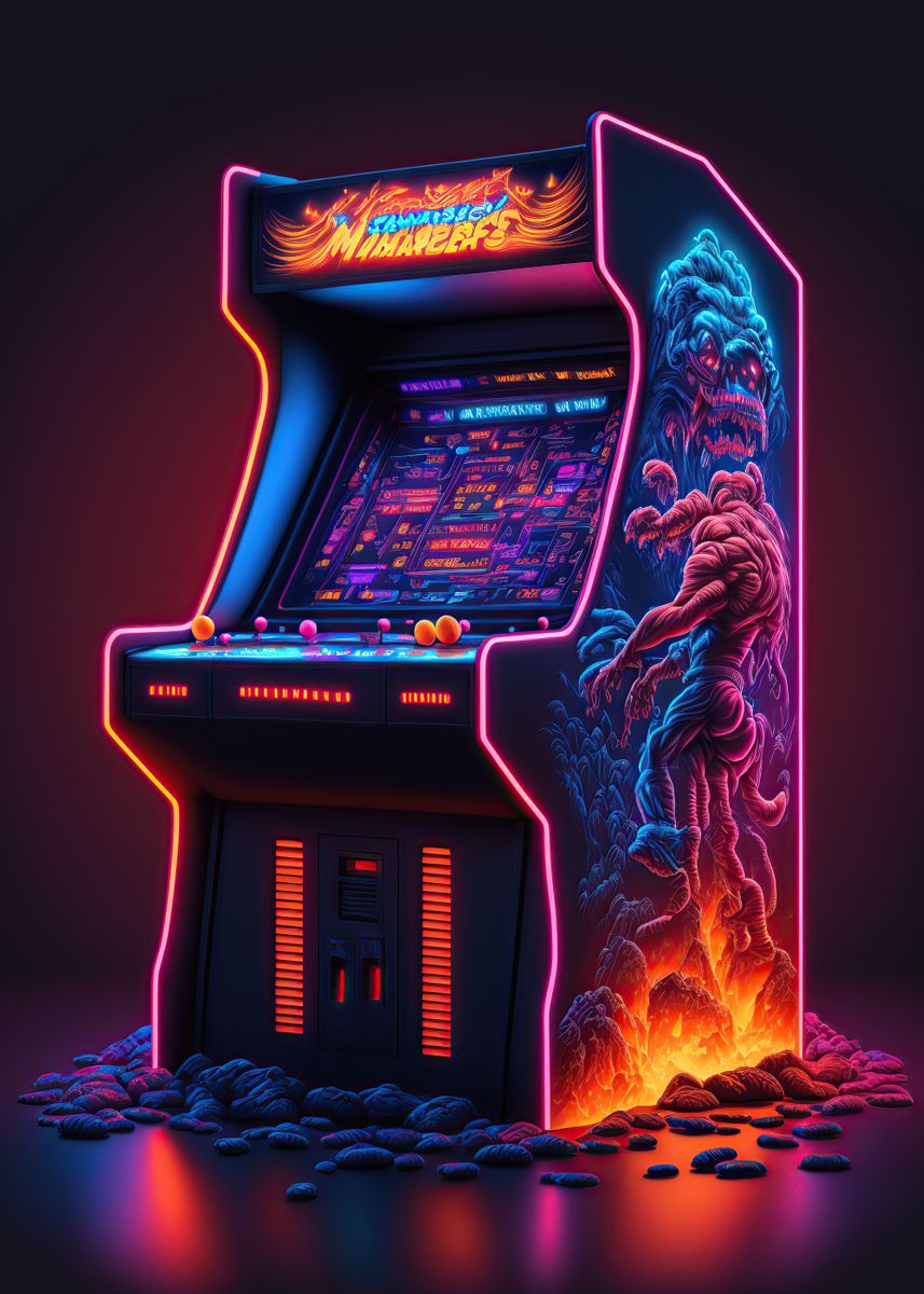 'Neon game' Poster, picture, metal print, paint by Anime Poster | Displate