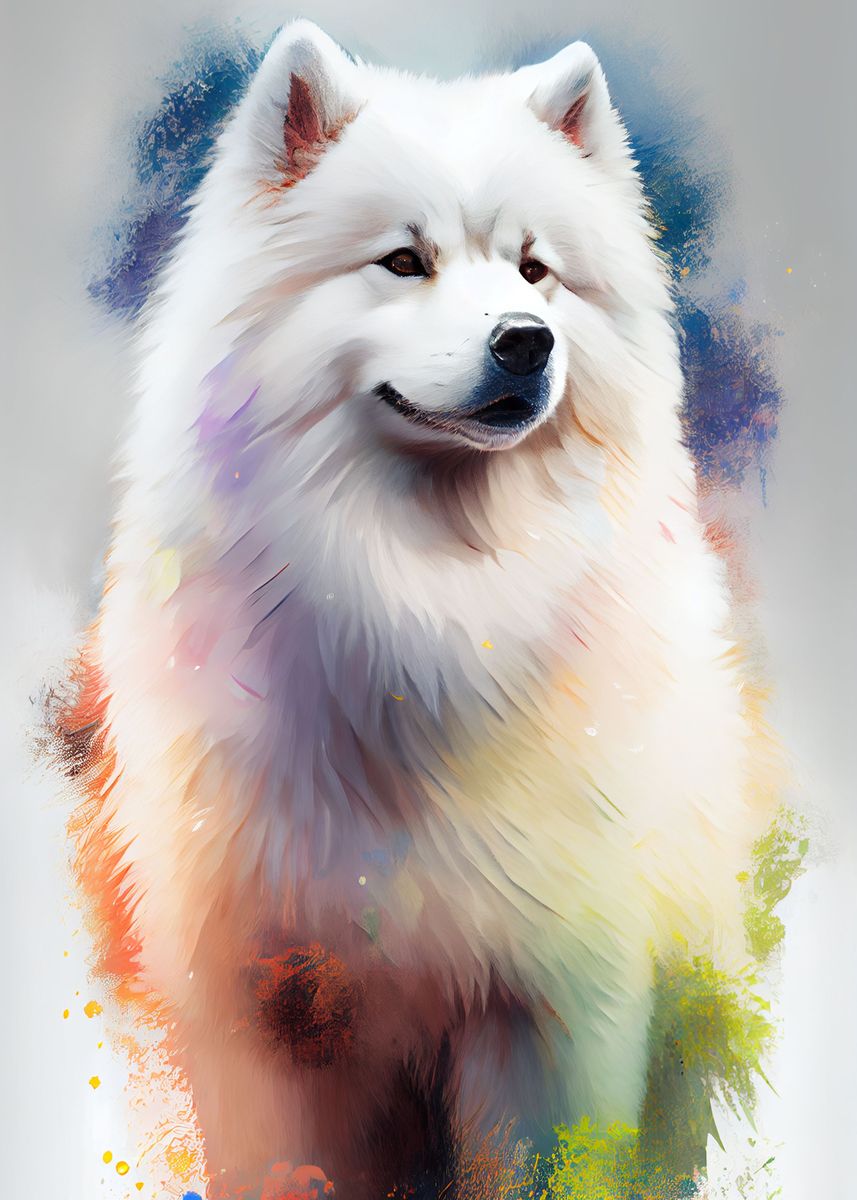 'Samoyed Drawn' Poster, picture, metal print, paint by DecoyDesign | Displate