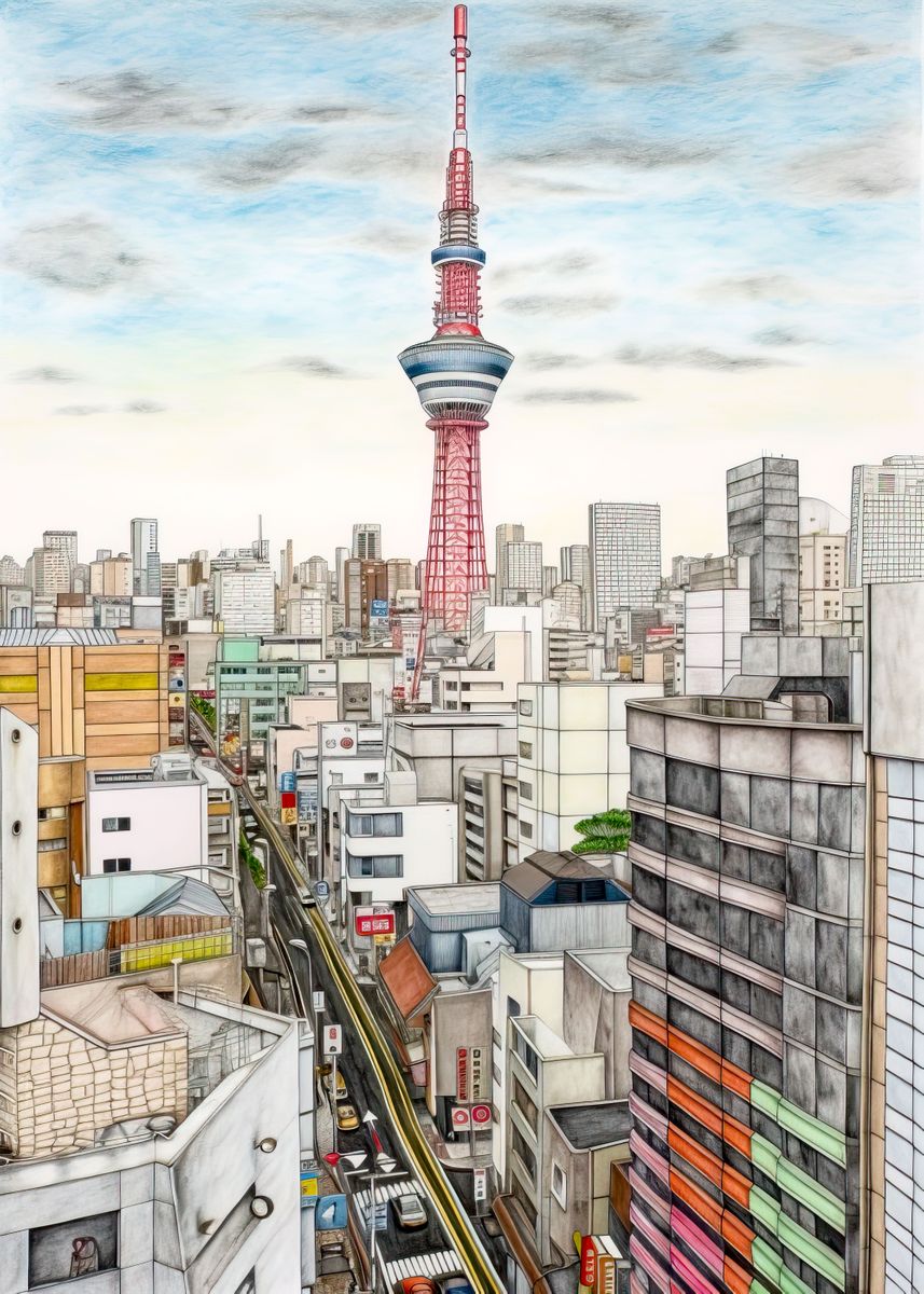 'Colorful Tokyo Cityscape' Poster, picture, metal print, paint by Steel ...