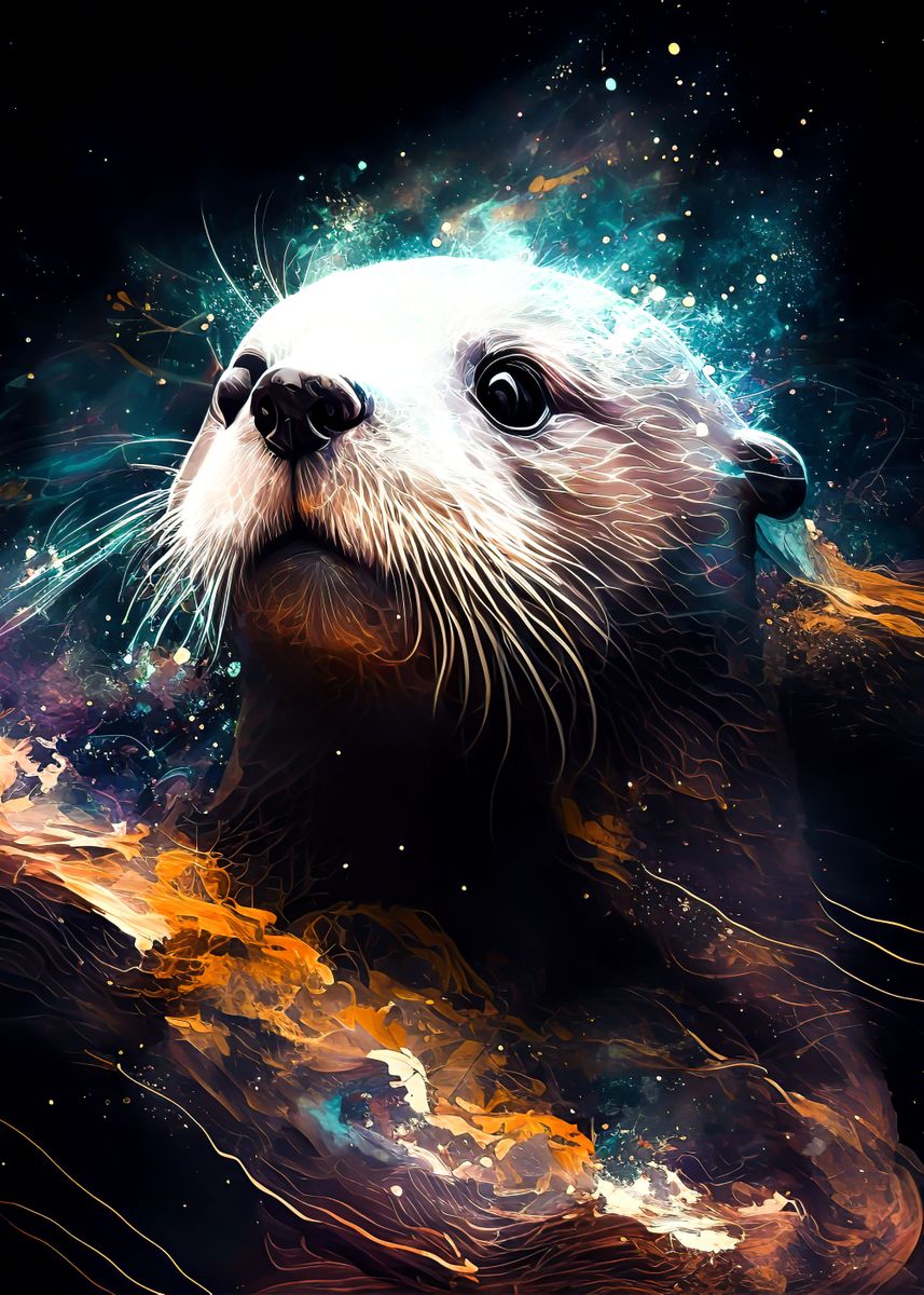 'Otter neon' Poster, picture, metal print, paint by paxtonronalda ...