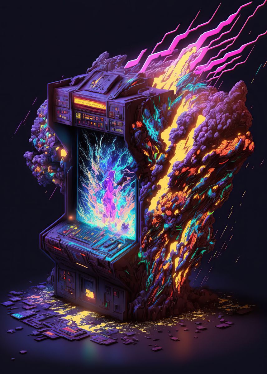 'Neon game' Poster, picture, metal print, paint by Anime Poster | Displate