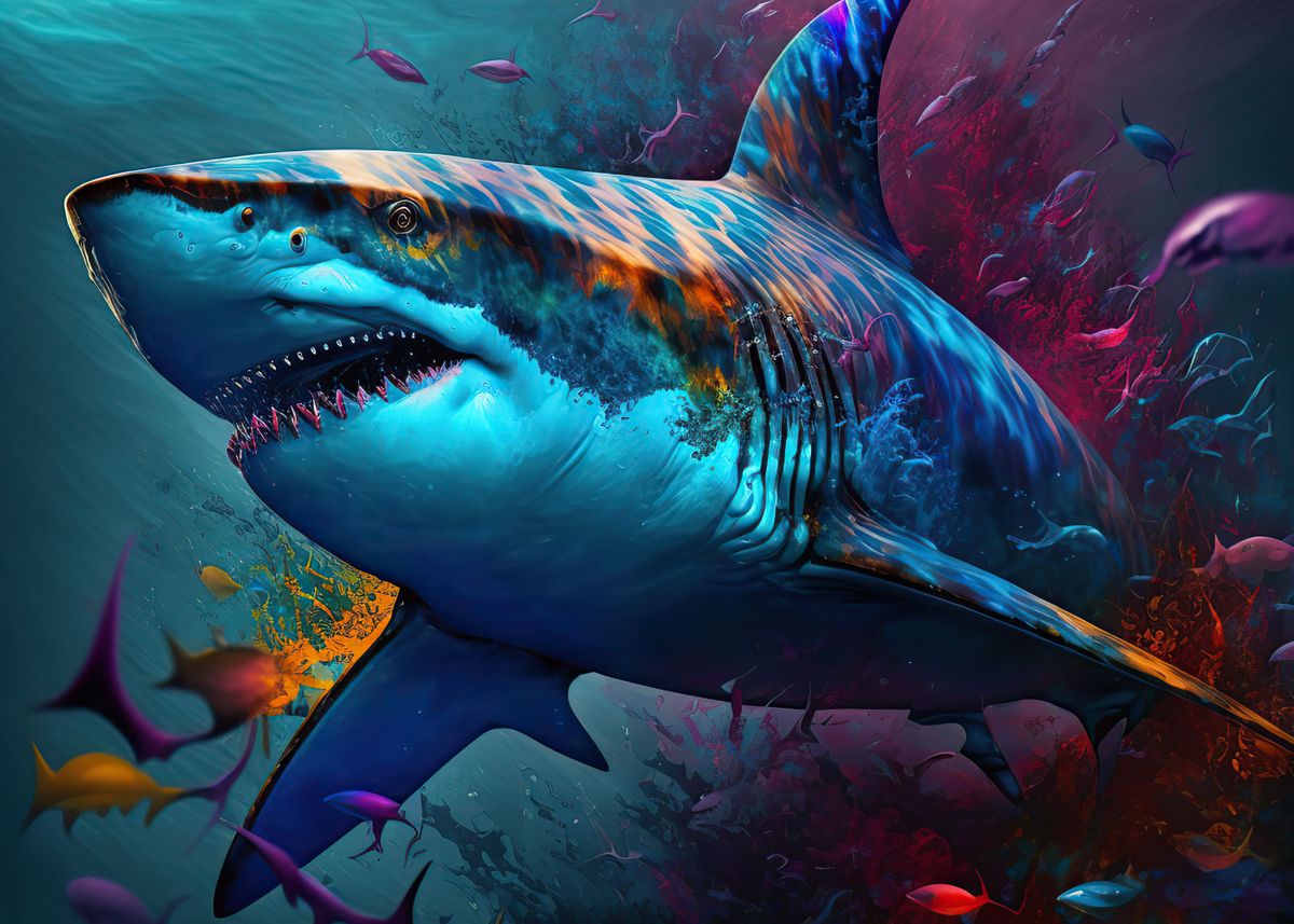 'Shark colorful' Poster by EPL Retro | Displate