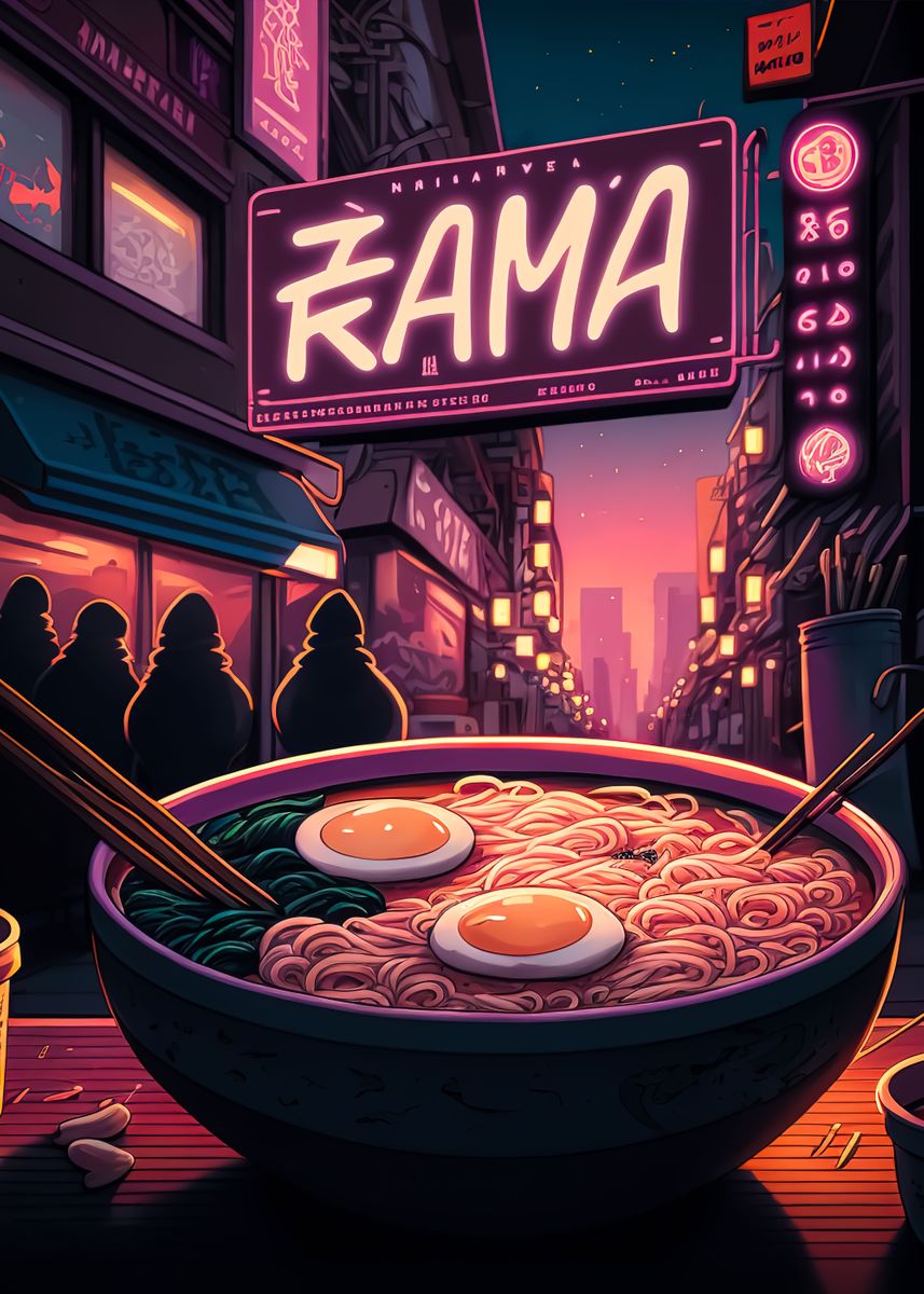 'ramen japan neon' Poster, picture, metal print, paint by Daniaal ...