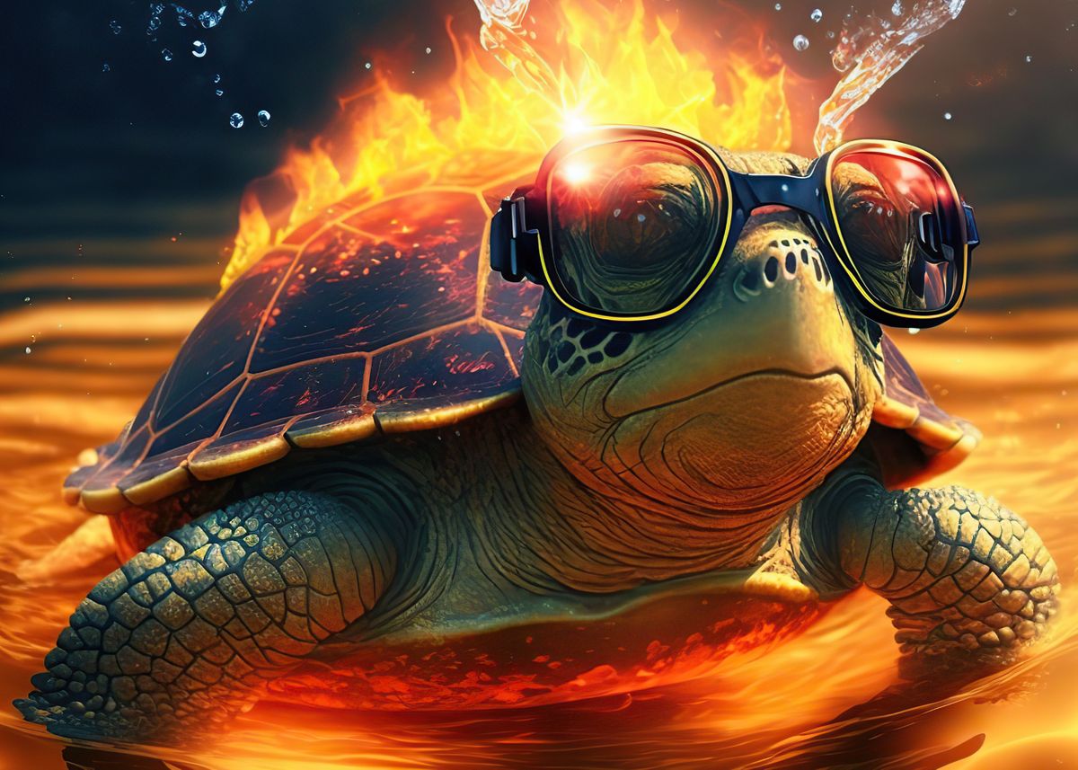 'Turtle fire' Poster by lauren akaety | Displate