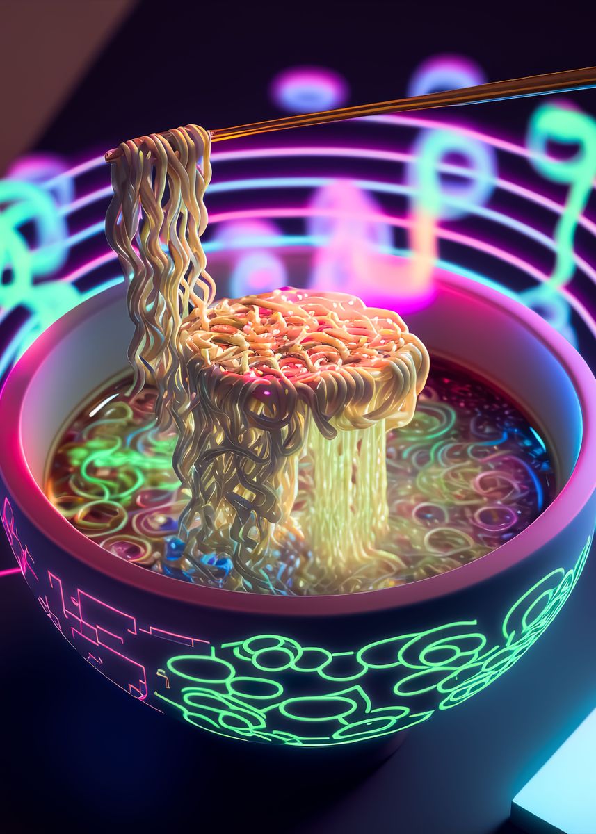 'ramen japan neon' Poster, picture, metal print, paint by Daniaal ...
