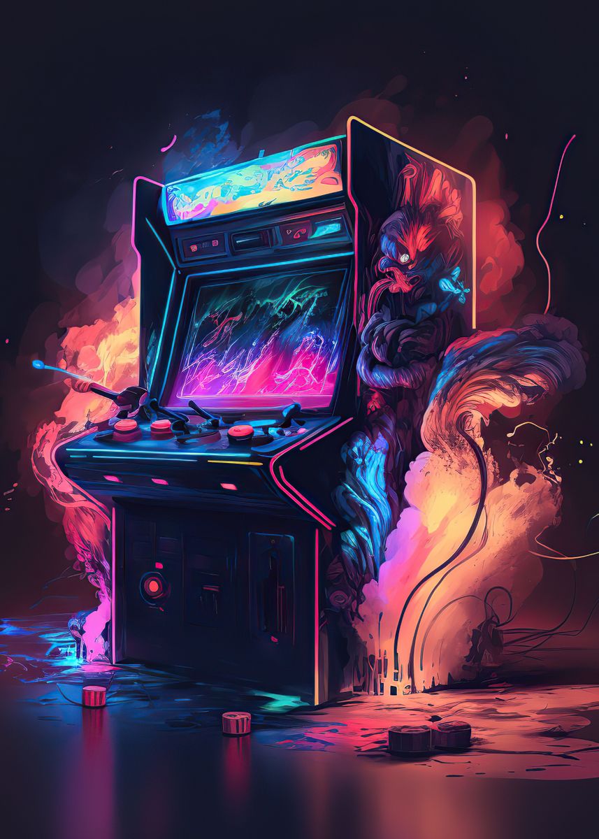 'Neon game' Poster, picture, metal print, paint by Anime Poster | Displate