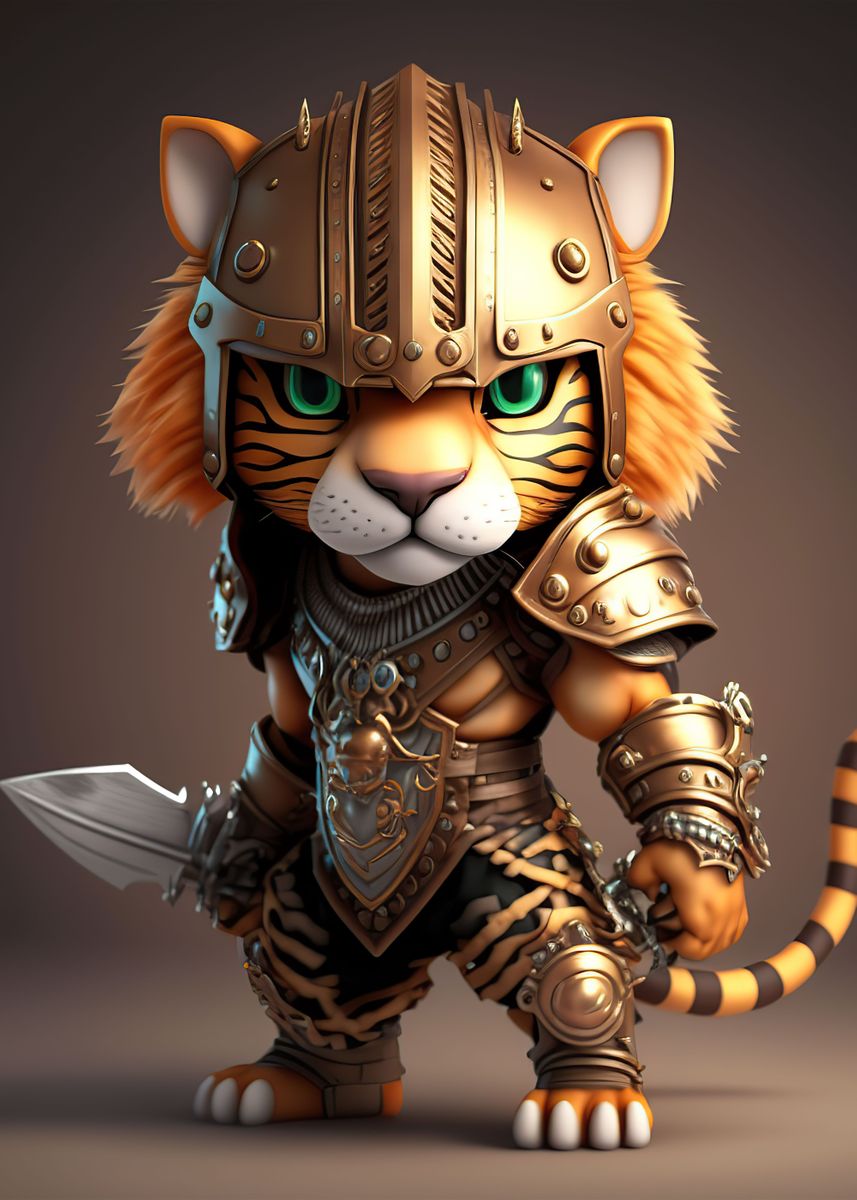 'Tiger warrior chibi' Poster, picture, metal print, paint by Elly ...