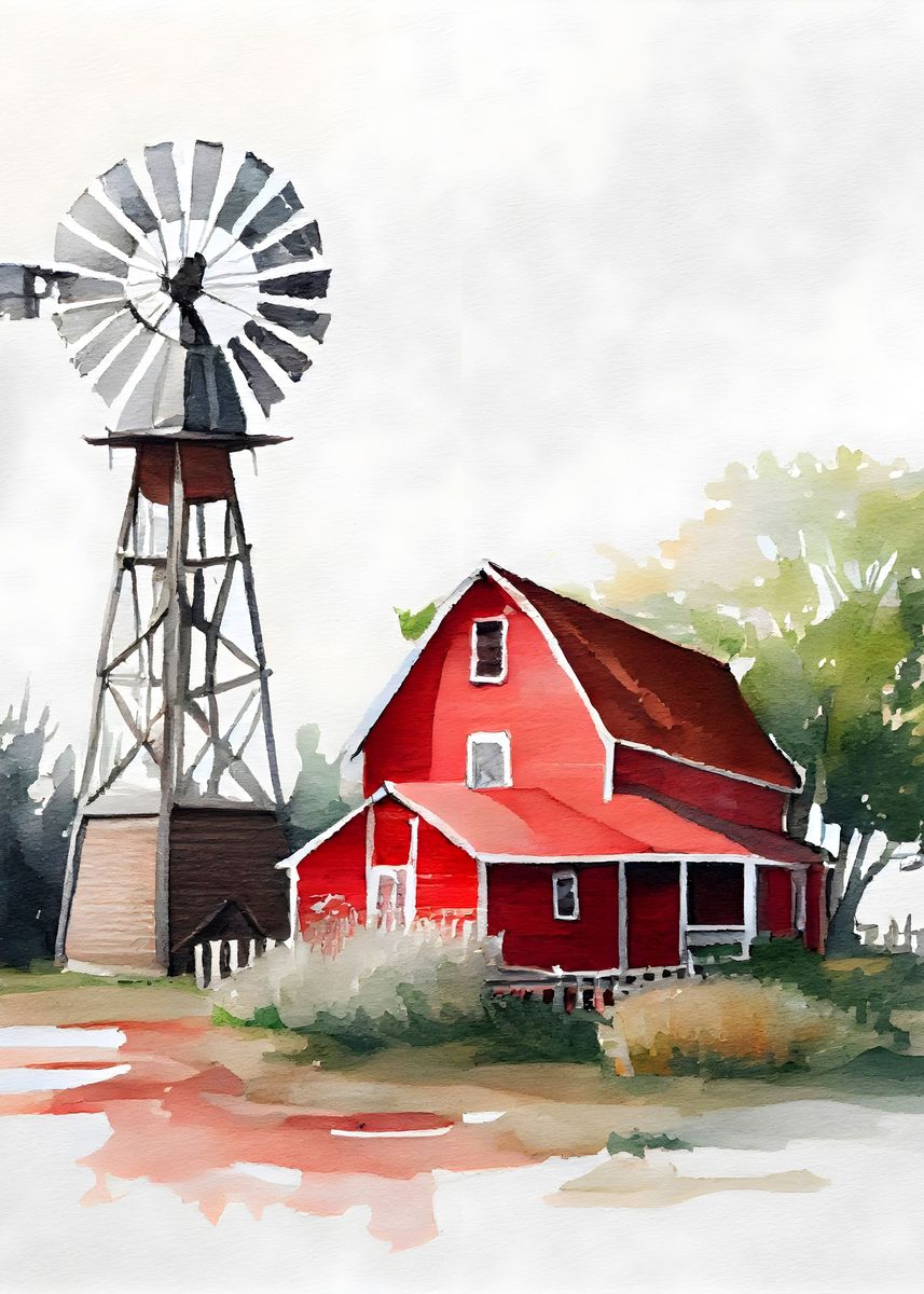 'Collection of Farmhouse' Poster, picture, metal print, paint by Ali Ch ...