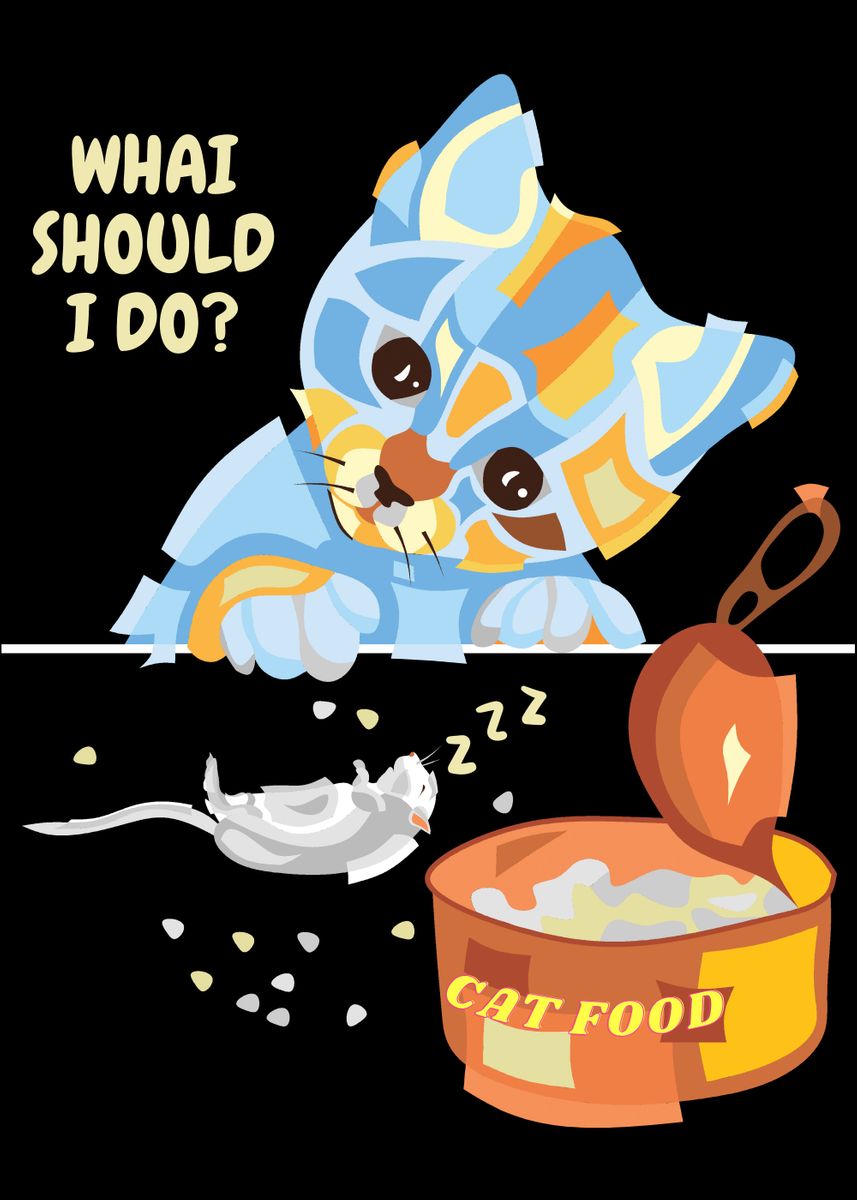 'CAT WITH MUSOPHOBIA' Poster, picture, metal print, paint by JAISANKARI ...