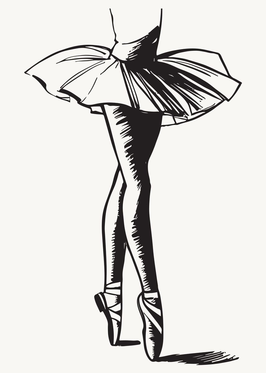 'Black and white ballerina' Poster, picture, metal print, paint by BluePinkPanther | Displate