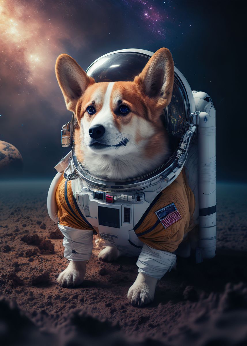 'Astronaut Dog' Poster, picture, metal print, paint by Ahmet Thorpe ...