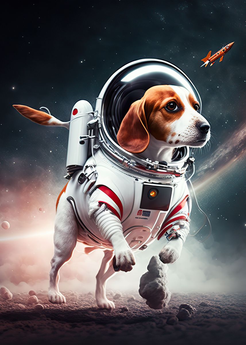 'Astronaut Dog' Poster, picture, metal print, paint by Ahmet Thorpe ...