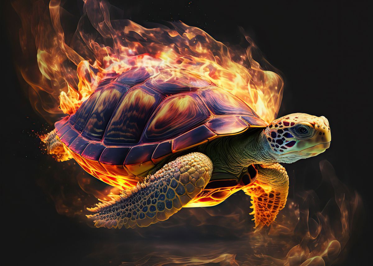 'Turtle fire' Poster by lauren akaety | Displate