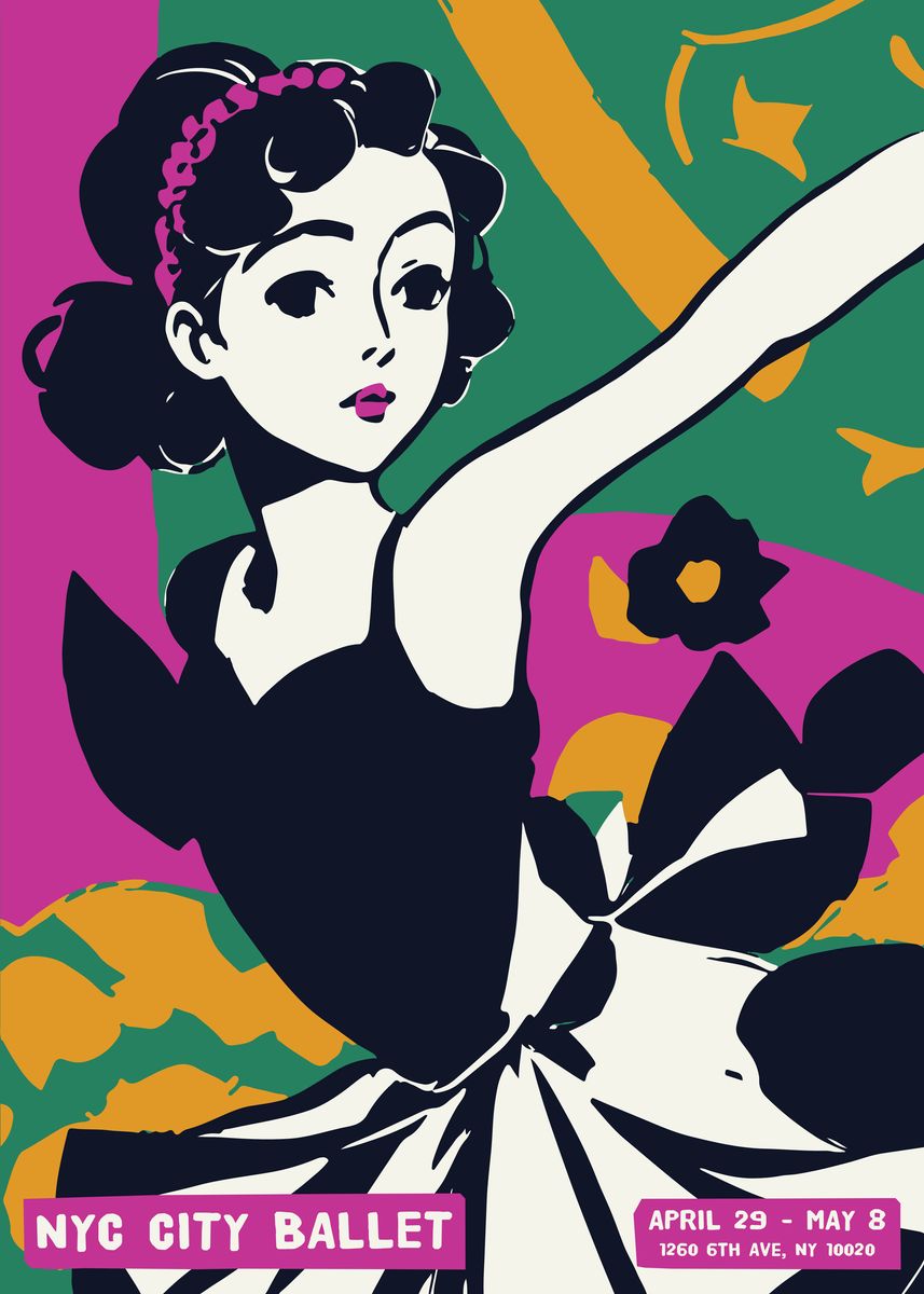 'NYC Ballet Poster' Poster, picture, metal print, paint by BluePinkPanther | Displate