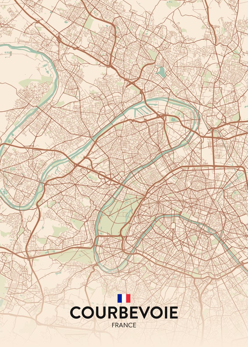 'Courbevoie FR' Poster, picture, metal print, paint by IMR Designs ...
