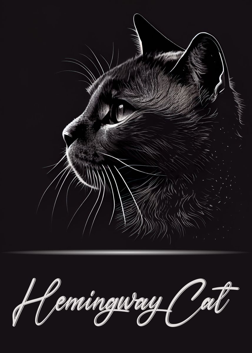 'Elegant Hemingway Cat' Poster, picture, metal print, paint by Artistic ...