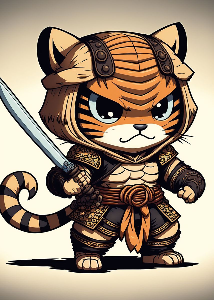 'Tiger warrior chibi' Poster, picture, metal print, paint by Elly ...