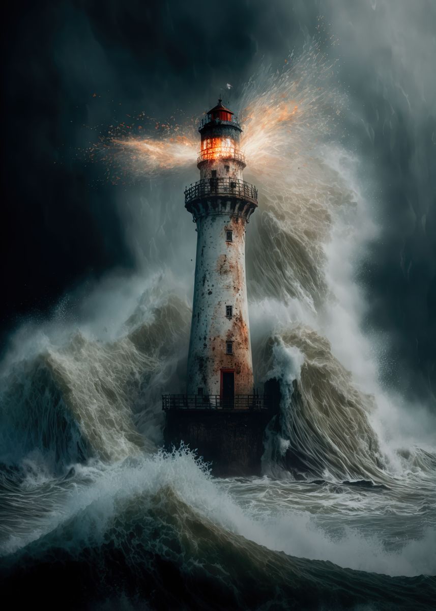 'Lighthouse ' Poster, picture, metal print, paint by Eudora | Displate