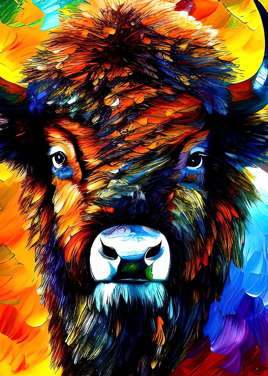 'Colorful Bison Head Art' Poster, picture, metal print, paint by Art ...