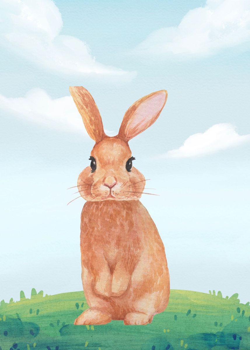 'Bunny' Poster, picture, metal print, paint by Simply Artwork | Displate