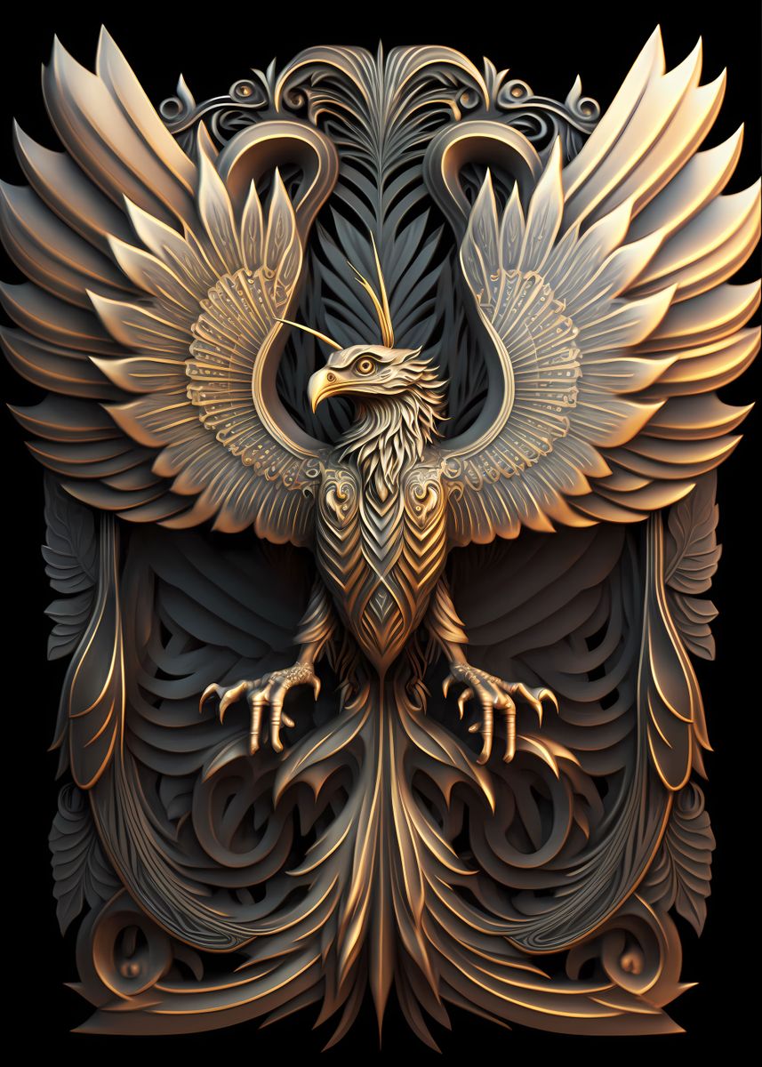 'Mythology Phoenix Art Deco' Poster, picture, metal print, paint by ...