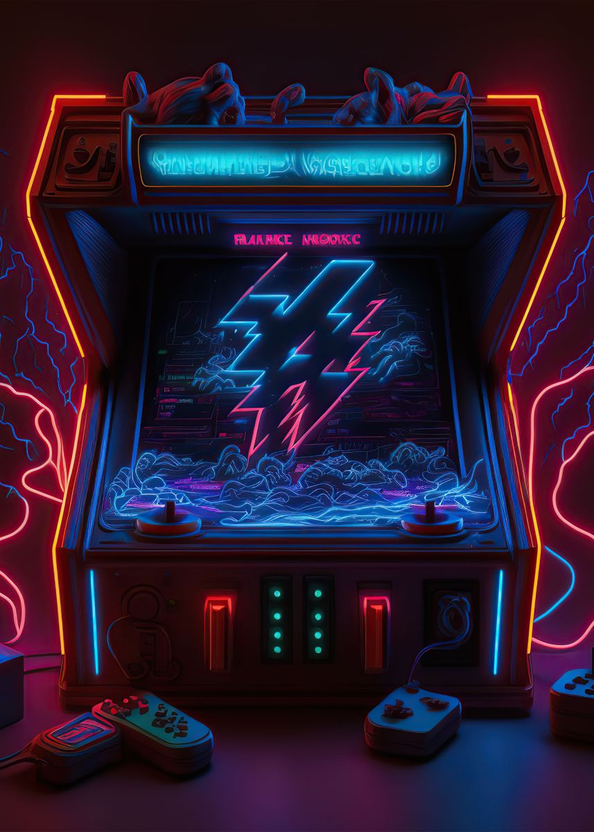 'Neon game' Poster, picture, metal print, paint by Anime Poster | Displate