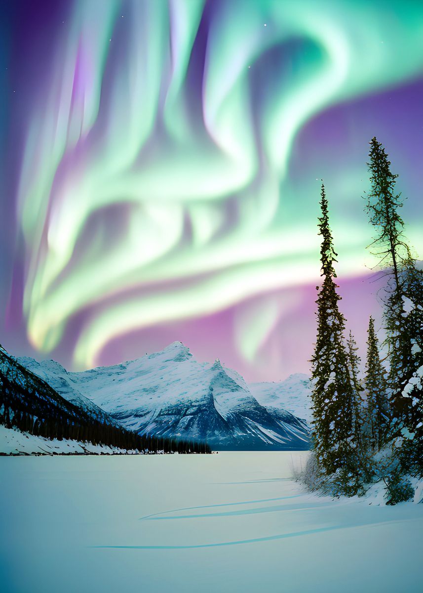 'Winter northern Lights' Poster, picture, metal print, paint by Max ...