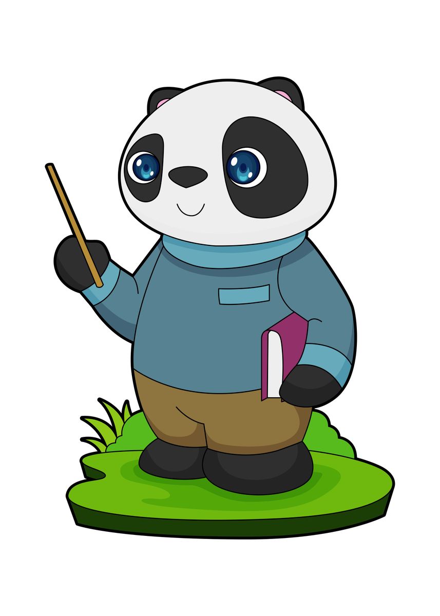 'Panda Teacher Pointer' Poster, picture, metal print, paint by Markus ...
