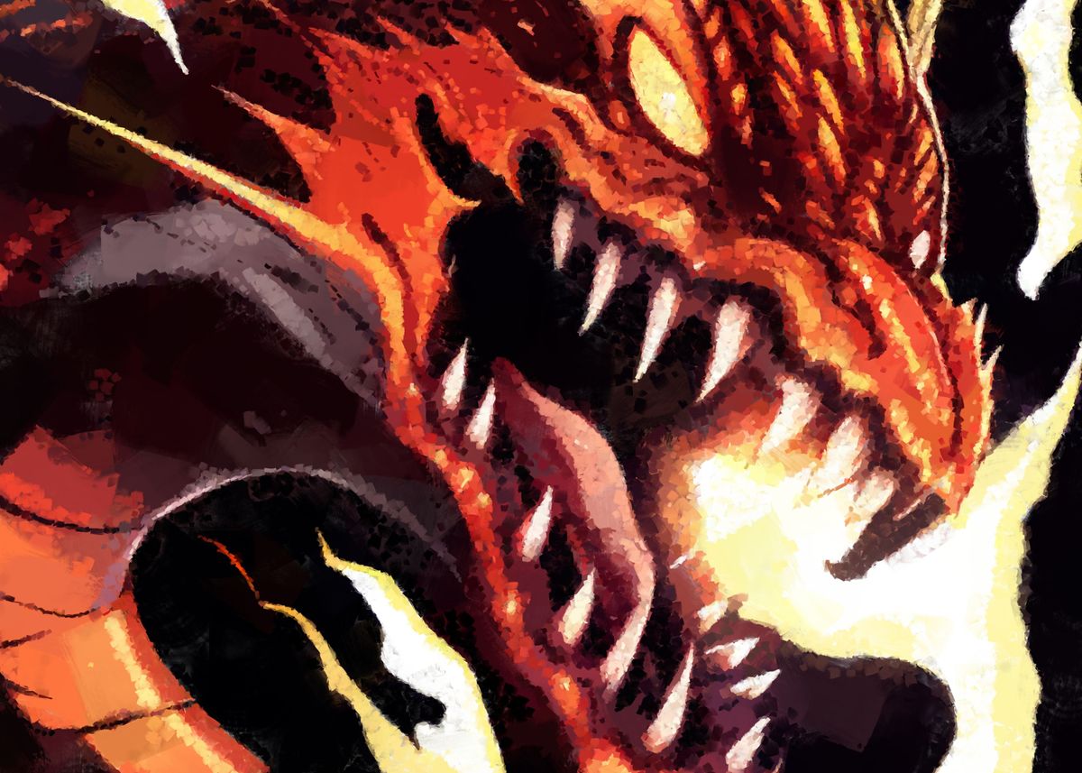 'Red dragon head' Poster by Evgenuy Merkushov | Displate