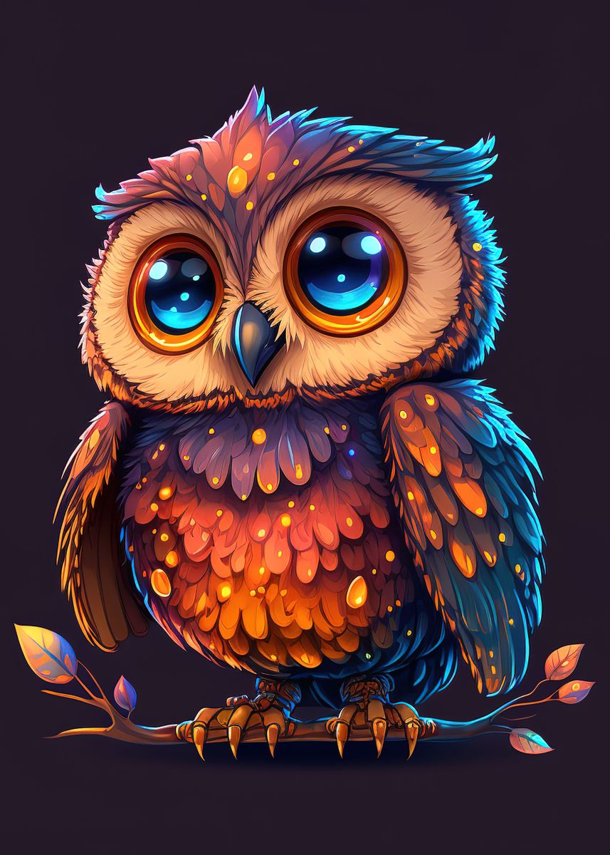 'chibi owl ' Poster, picture, metal print, paint by Philippa Quintero ...