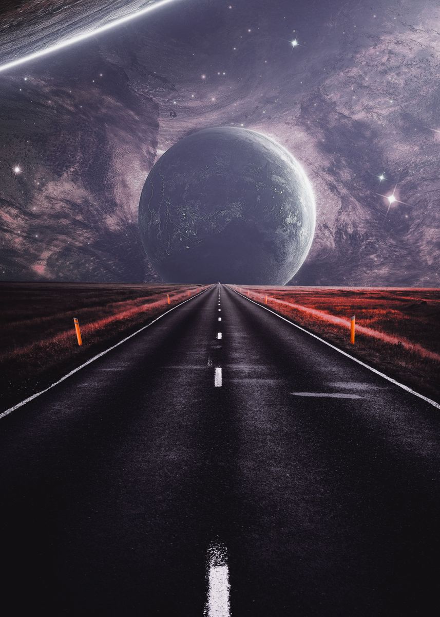'road and moon' Poster, picture, metal print, paint by Travel Travel ...